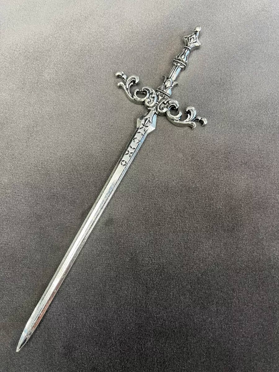 Заколка-шпилька для волос NES Меч, серебристый, металл, 16,5 см