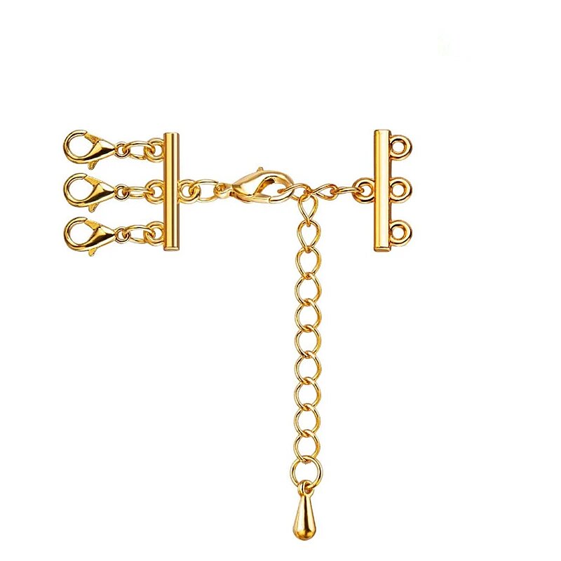 Комплект металлических застежек для ожерелий 2 шт. 3 Row, Gold