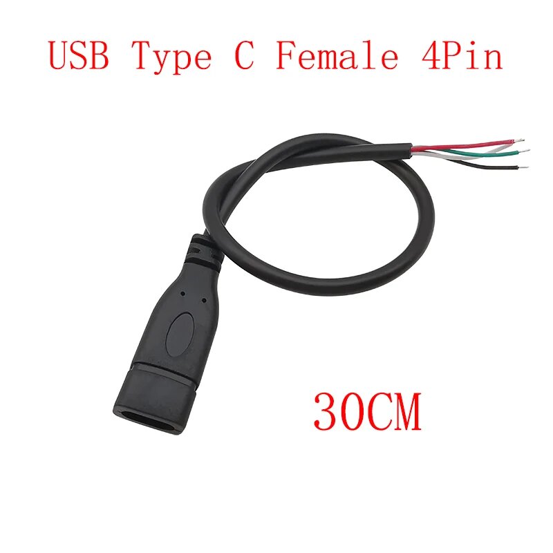 LOCHEUK USB Type C Кабель питания 2/4 контакта 1Pcs, Female 4Pin 30CM