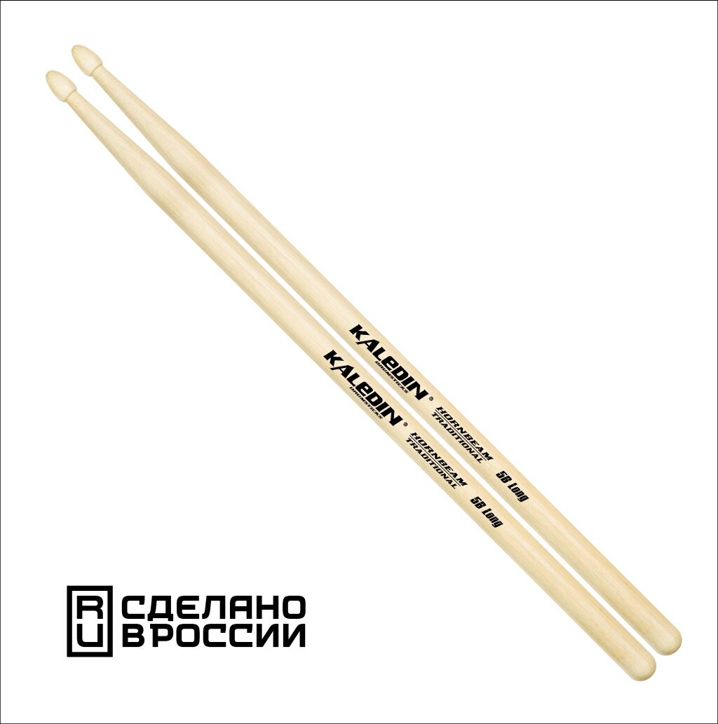 7KLHB5BL 5B Long Барабанные палочки, граб, деревянный наконечник, Kaledin Drumsticks
