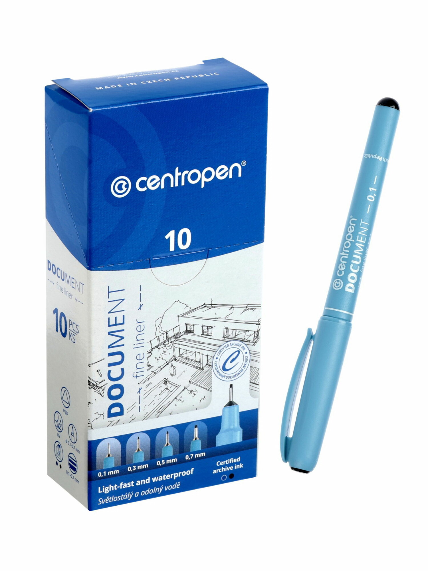 Ручка капиллярная для черчения 2631, чёрный стержень, узел 0.1 мм, 10 шт.