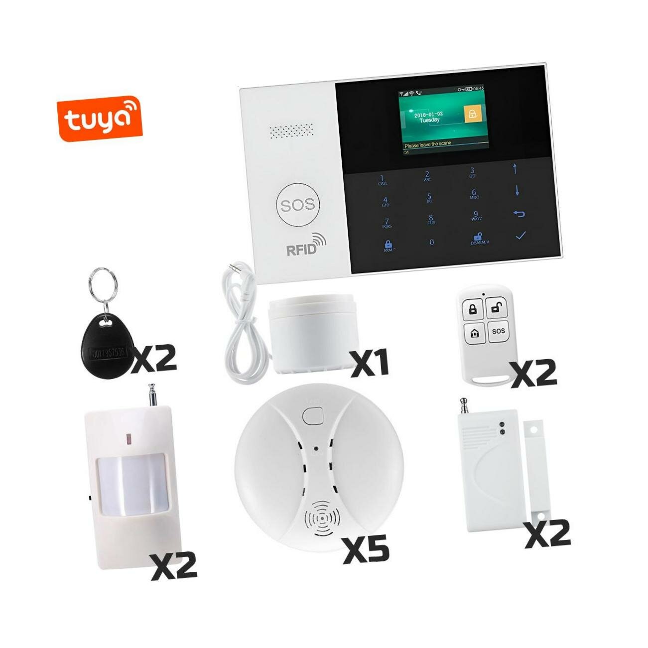 Беспроводная система-охранно пожарной сигнализации TUYA GSM / Wi-Fi Strazhnik-GSM Sherif-14 (Ru) для большого дома, гаража или дачи. В комплекте 14 бе