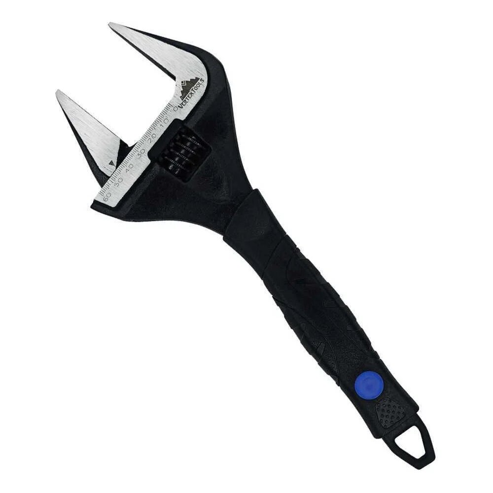 Разводной ключ Vertextools 300мм Стандарт 2010-300, углеродистая сталь, хромированное покрытие, чехол рукоятки, губки