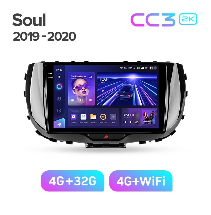 Магнитола TEYES KIA SOUL 3 2019+ г. CC3 2K 4/32 ГБ Android 10, 8-ядерный процессор QLED экран