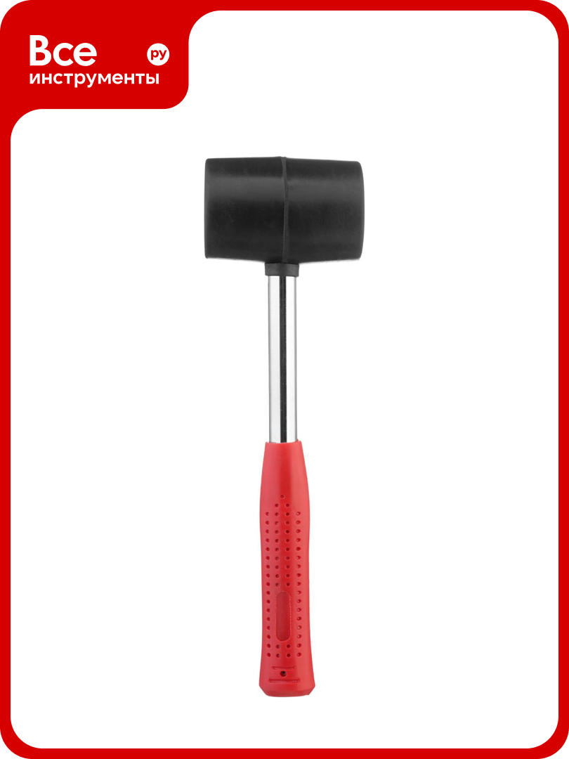 Резиновая киянка INTERTOOL 450г. 60 мм, черная резина, металлическая ручка HT-0231, резины черного цвета, черный