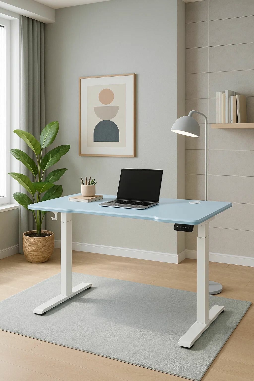 Компьютерный стол Лайфмебель Маркос 120х75 голубой / белый