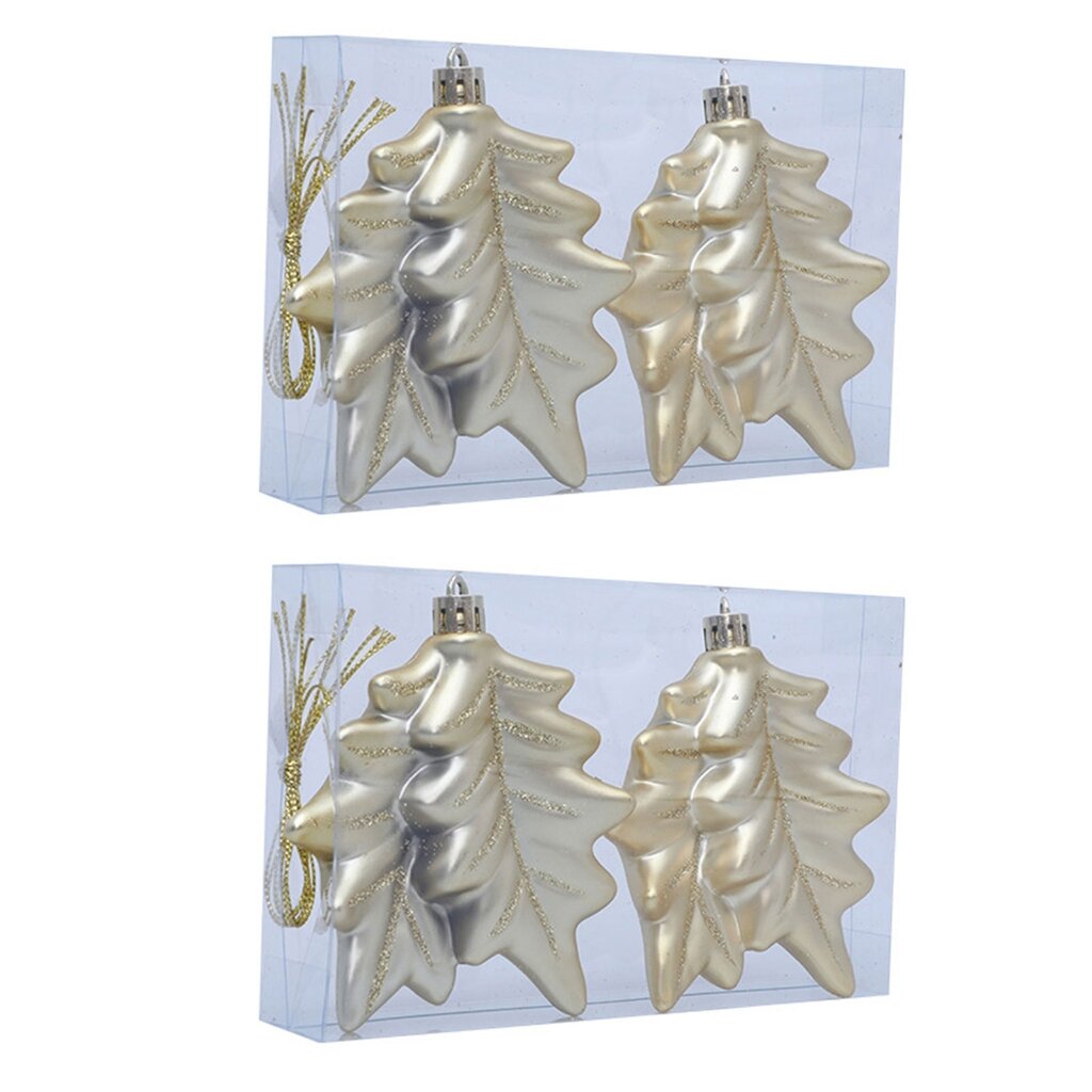 2 коробки разноцветных листьев с подвеской в виде рождественской елки-золото