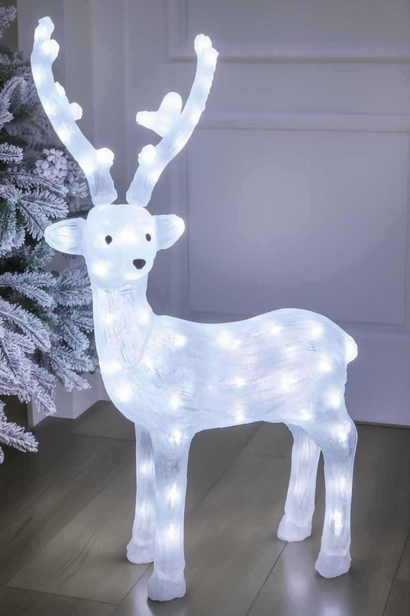 Декоративная светящаяся фигура олень вердьер, акрил, 80 белых LED-огней, 85 см, уличный, Winter Deco 4060478