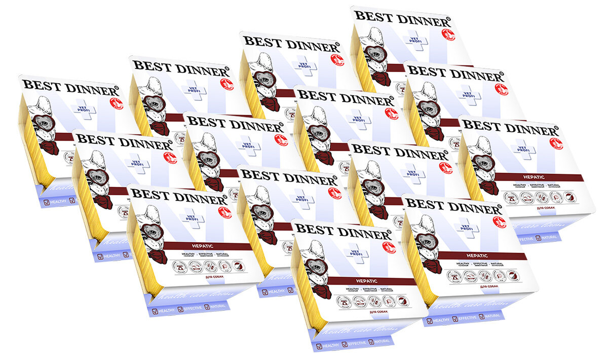 Корм влажный Best Dinner Vet Profi Hepatic для взрослых собак при заболеваниях печени паштет, курица, 100 г х 14 шт