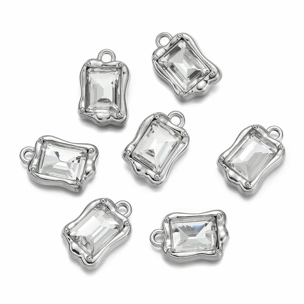 Мини-кулон прямоугольный 9,5×14 мм, 5 шт в наборе — заготовки для бижутерии DIY, подвески для ожерелий и браслетов