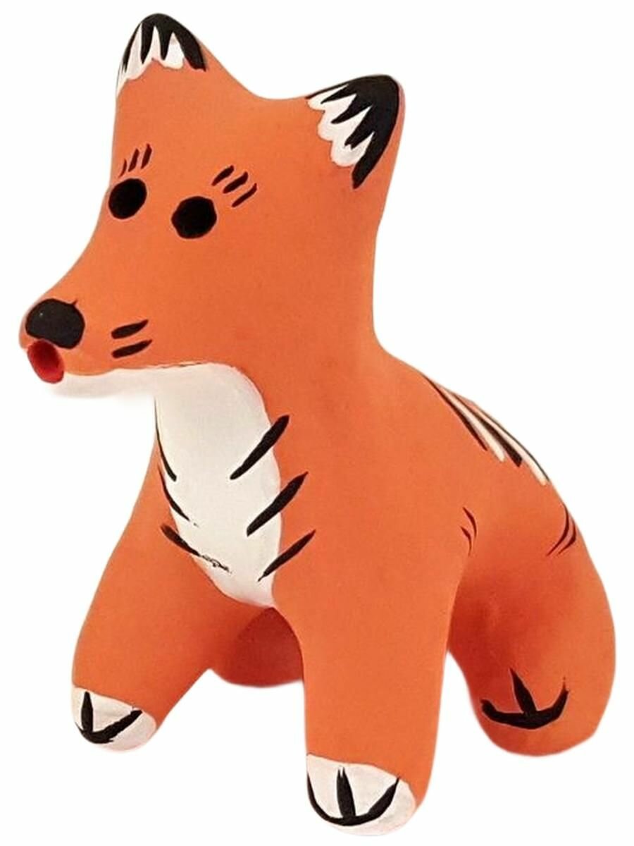 Лисичка, Каргопольская глиняная игрушка, ручная авторская работа