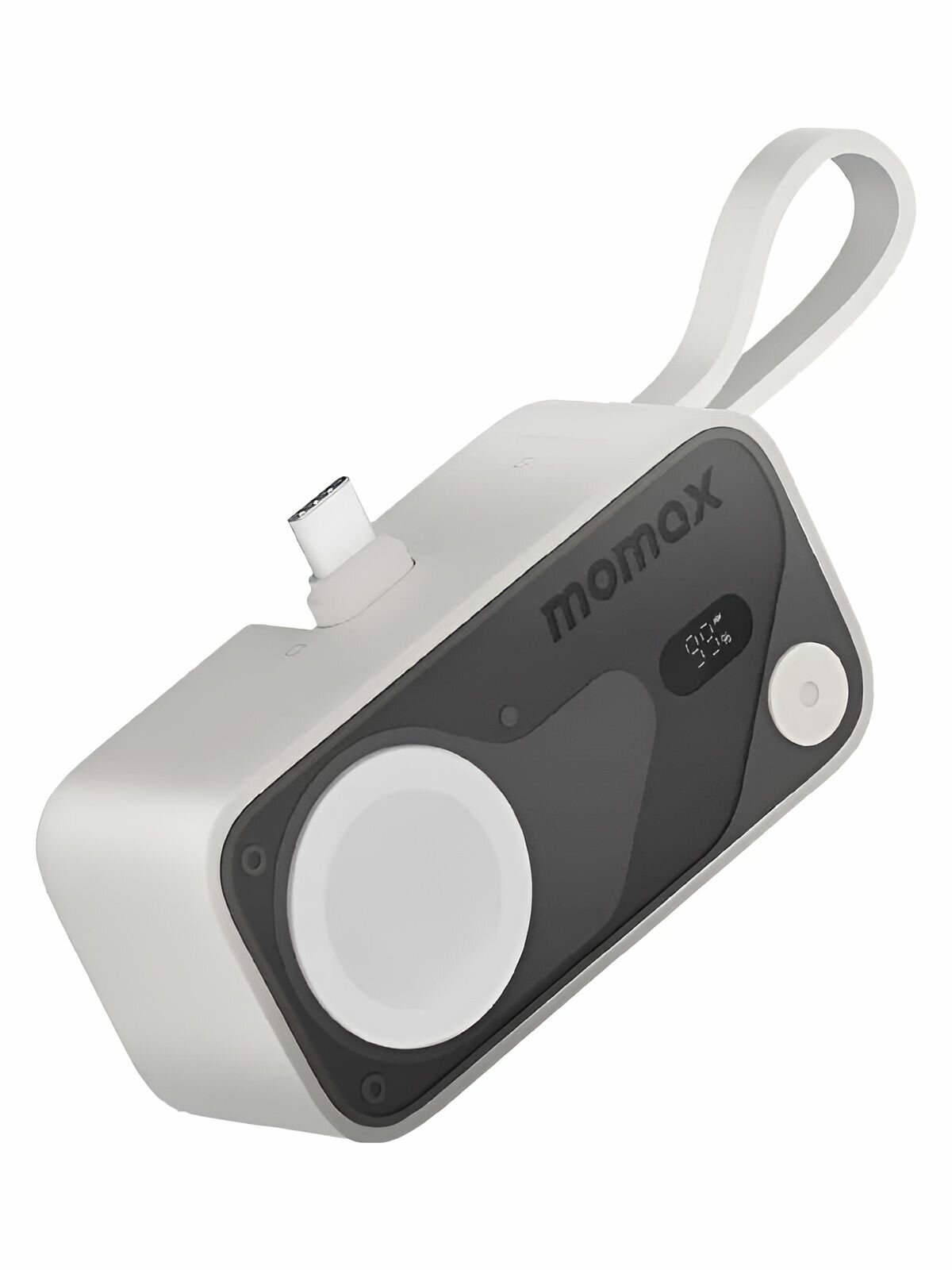 Внешний аккумулятор Momax 1-Power X Pro Mini 5000mAh, с зарядкой Apple Watch, складным разъемом USB-C и выдвижным кабелем USB-C, черно-белый