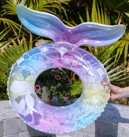 Надувной круг Русалочка с блестками 90см