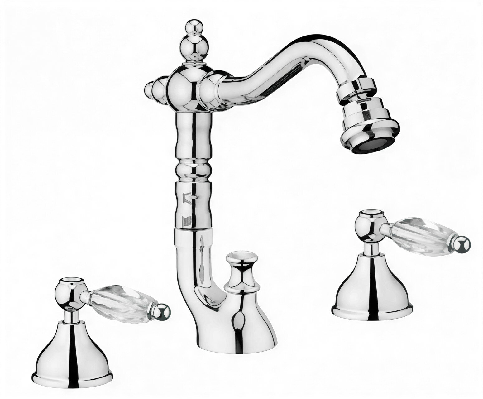 Смеситель для биде Alexandra AL710502015, латунь, хром, 3 отверстия, высокий, ручки кристаллы Swarovski, Webert, Италия