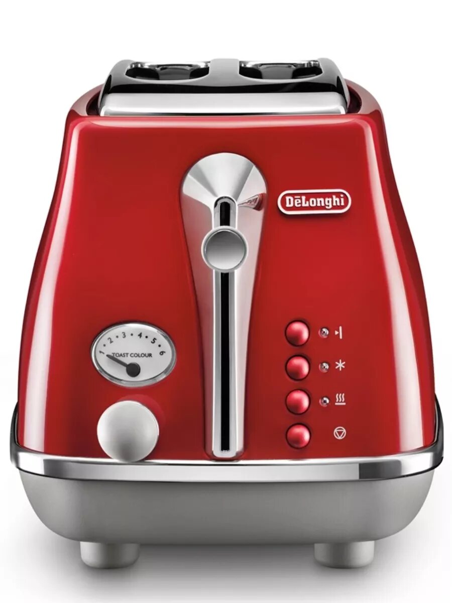 Тостер DeLonghi , красный, 900Вт, двухслотовый, механическое управление — фото 1