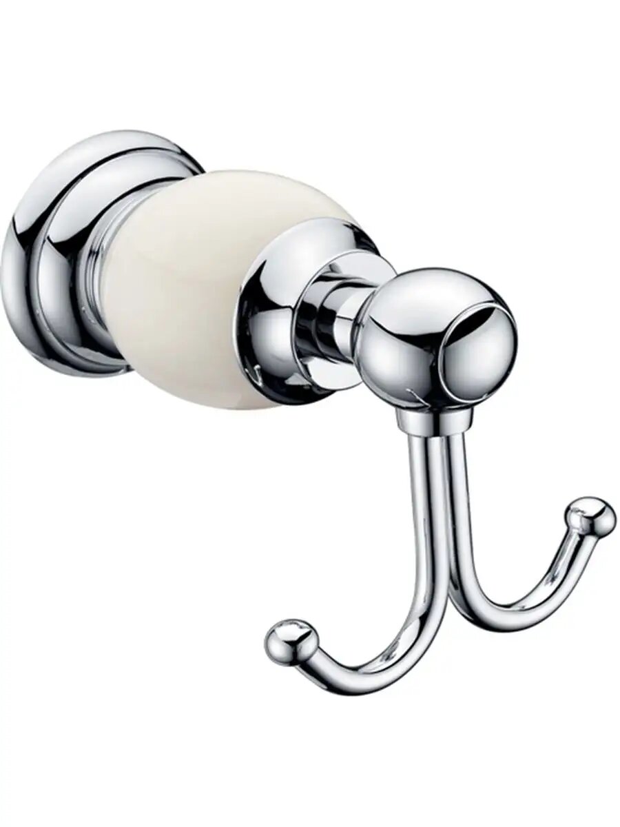 Двойной крючок ELVAN 86810CT, хромированный, настенный, оникс