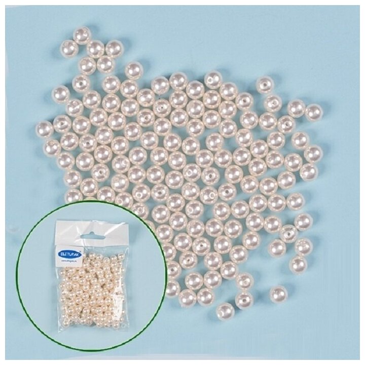 Бусины перламутровые белый жемчуг 8 мм (35 г)