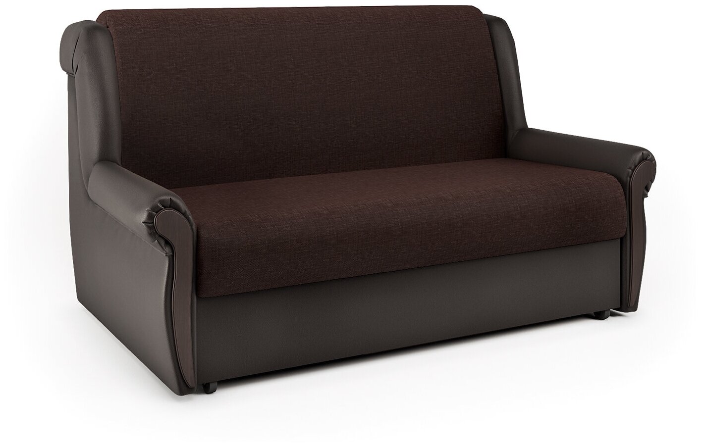 Диван-кровать Аккорд М 100х194 см, прямой, раскладной, аккордеон, рогожка шоколад и экокожа шоколад