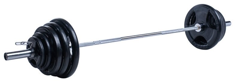 Олимпийская штанга обрезиненная с 3-х хватными блинами 125 кг Voitto V-302, черная