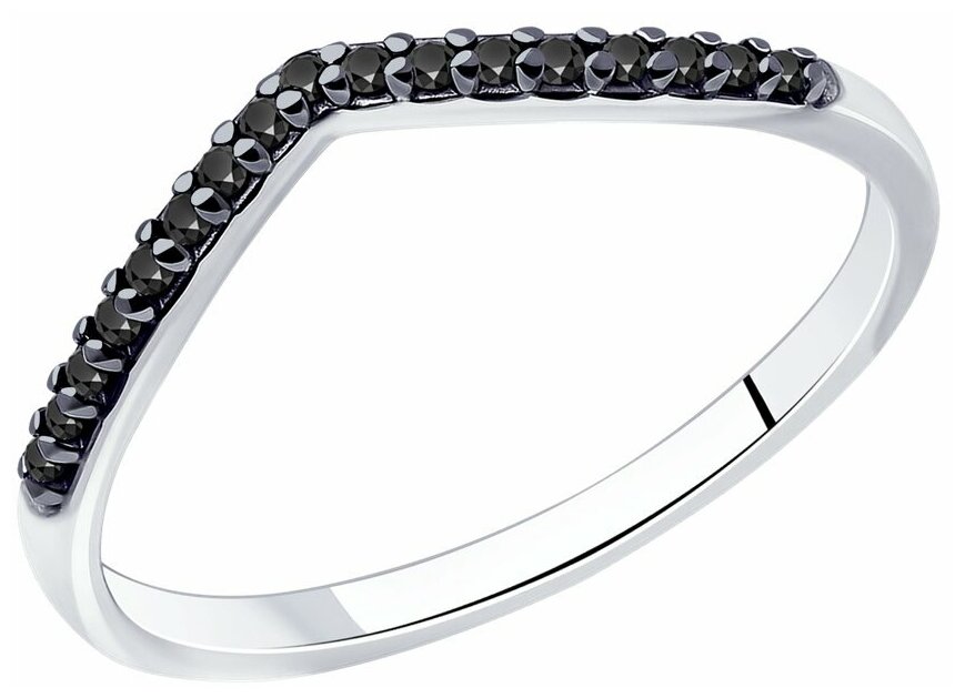 Кольцо, серебро, 925 проба, родирование, фианит