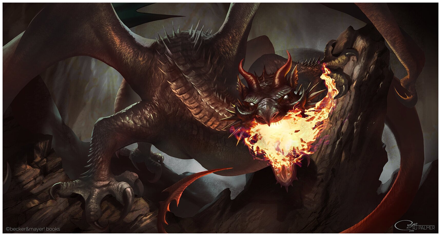 Фотообои Уютная стена "Средневековый дракон" 510х270 см Бесшовные Премиум (единым полотном)