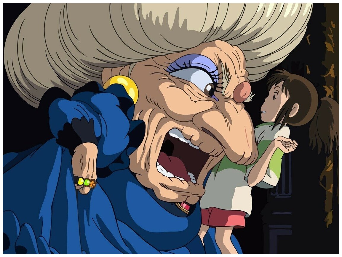 Картина по номерам на холсте Аниме Унесенные призраками (Юбаба, Тихиро, Каонаси) - 7451 Г 30x40