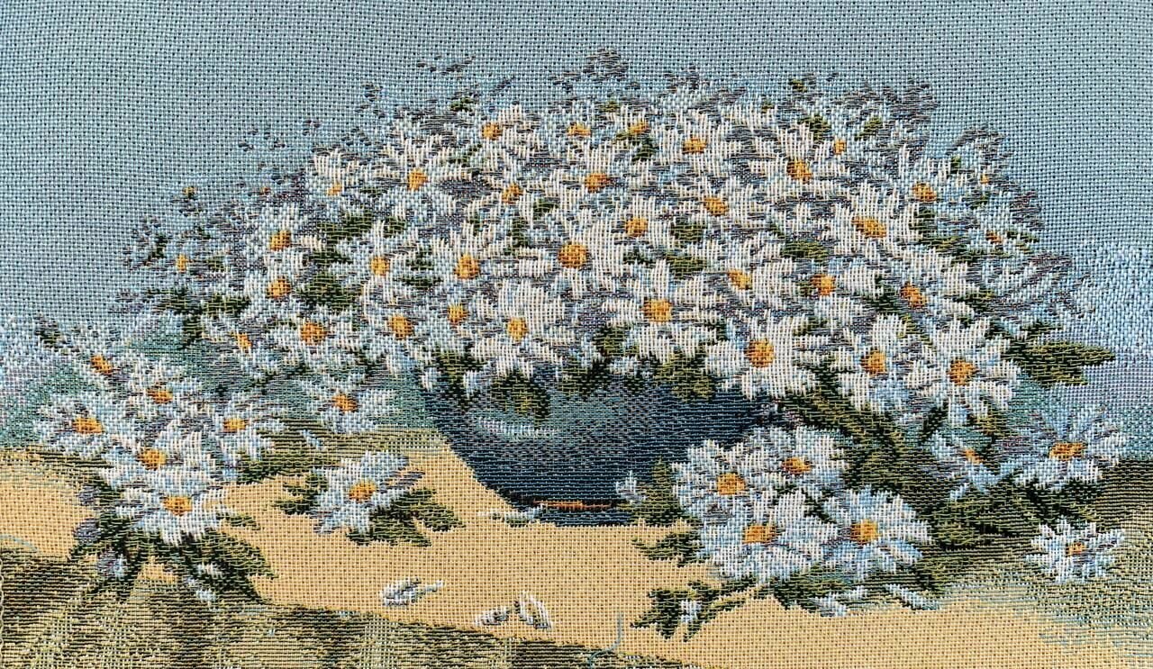 Гобелен, гобелен без рамы 15х26 см / "Роскошный букет"