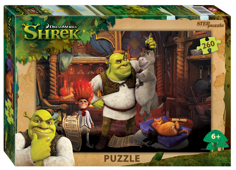 Детский пазл "Shrek / Шрек", игра-головоломка паззл для детей, Step Puzzle, 260 деталей мозаики