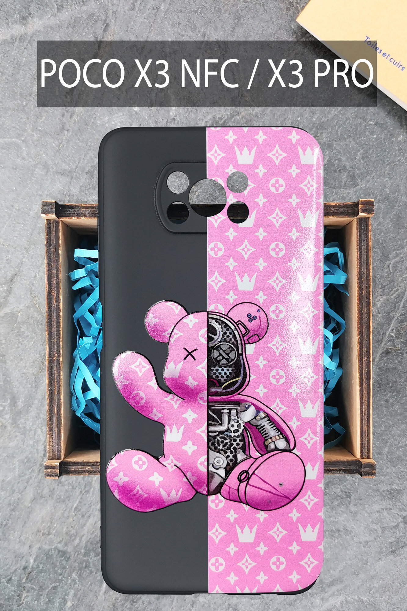 Силиконовый чехол на Poco X3 NFC / Poco X3 Pro с принтом Розовый медведь Поко Х3 / Поко Х3 Про