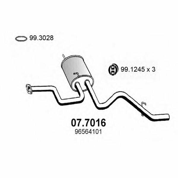 Глушитель выхлопных газов конечный, ASSO 07.7016 (1 шт.)