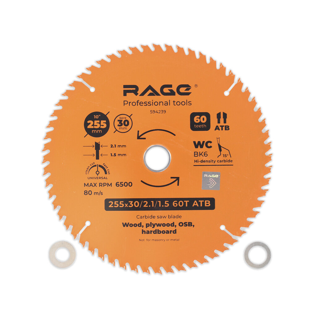 Диск пильный по дереву Rage by Vira Universal 255х30 мм 60 зубьев (594239)