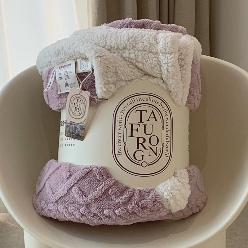 Кросс-бордерное новое однотонное удобное хлопковое вельветовое жаккардовое одеяло, двустороннее одеяло из овечьей шерсти, фланелевое одеяло, коралловое флисовое подарочное одеяло