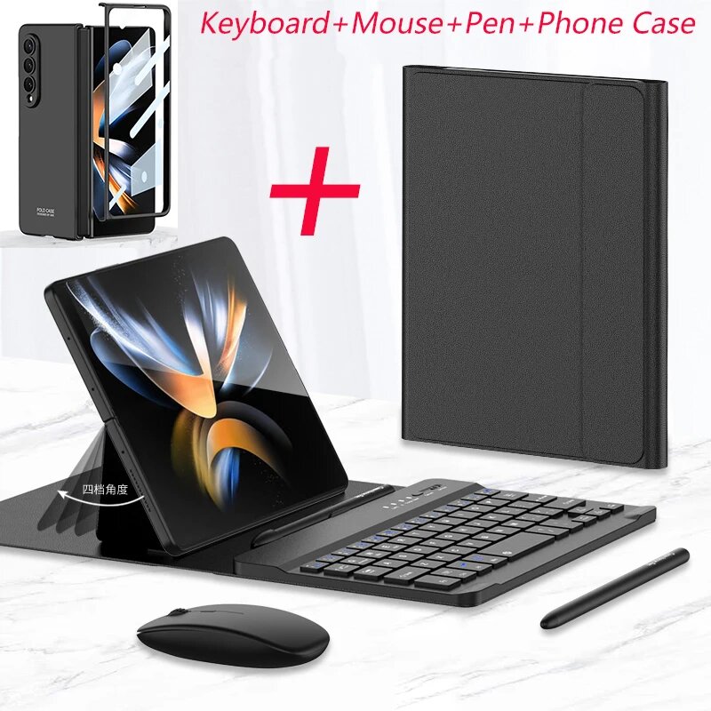 Чехол-книжка для Samsung Galaxy Z Fold 5/4/3/2 с клавиатурой, мышью и ручкой, черный