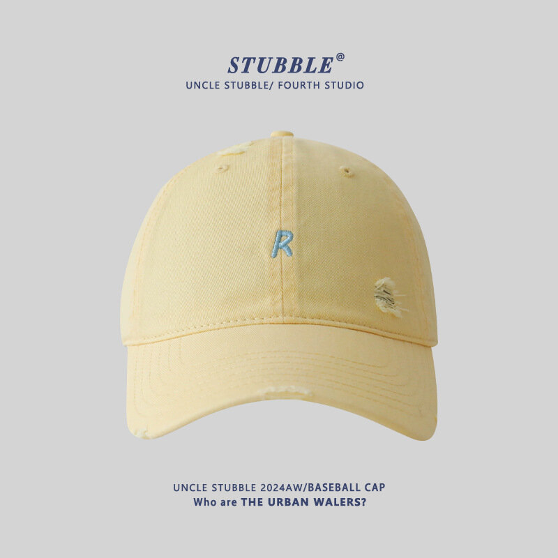 Новая бейсболка с вышитой буквой R для женщин с широкими полями и небольшая мягкая кепка для мужчин с простой и универсальной шляпой от солнца