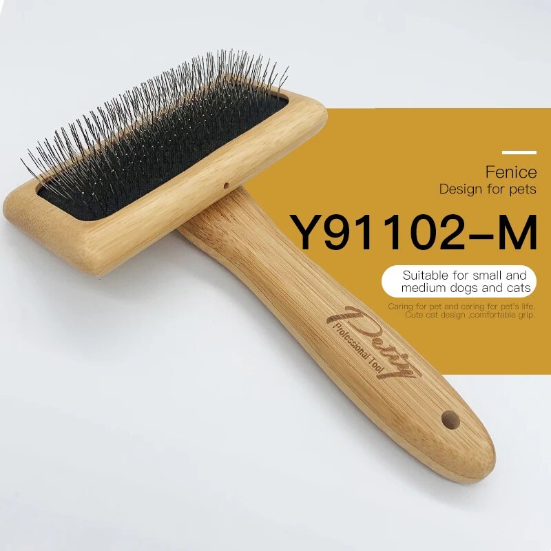 Щетка для собак и кошек Fenice Y91102-M, дерево, medium