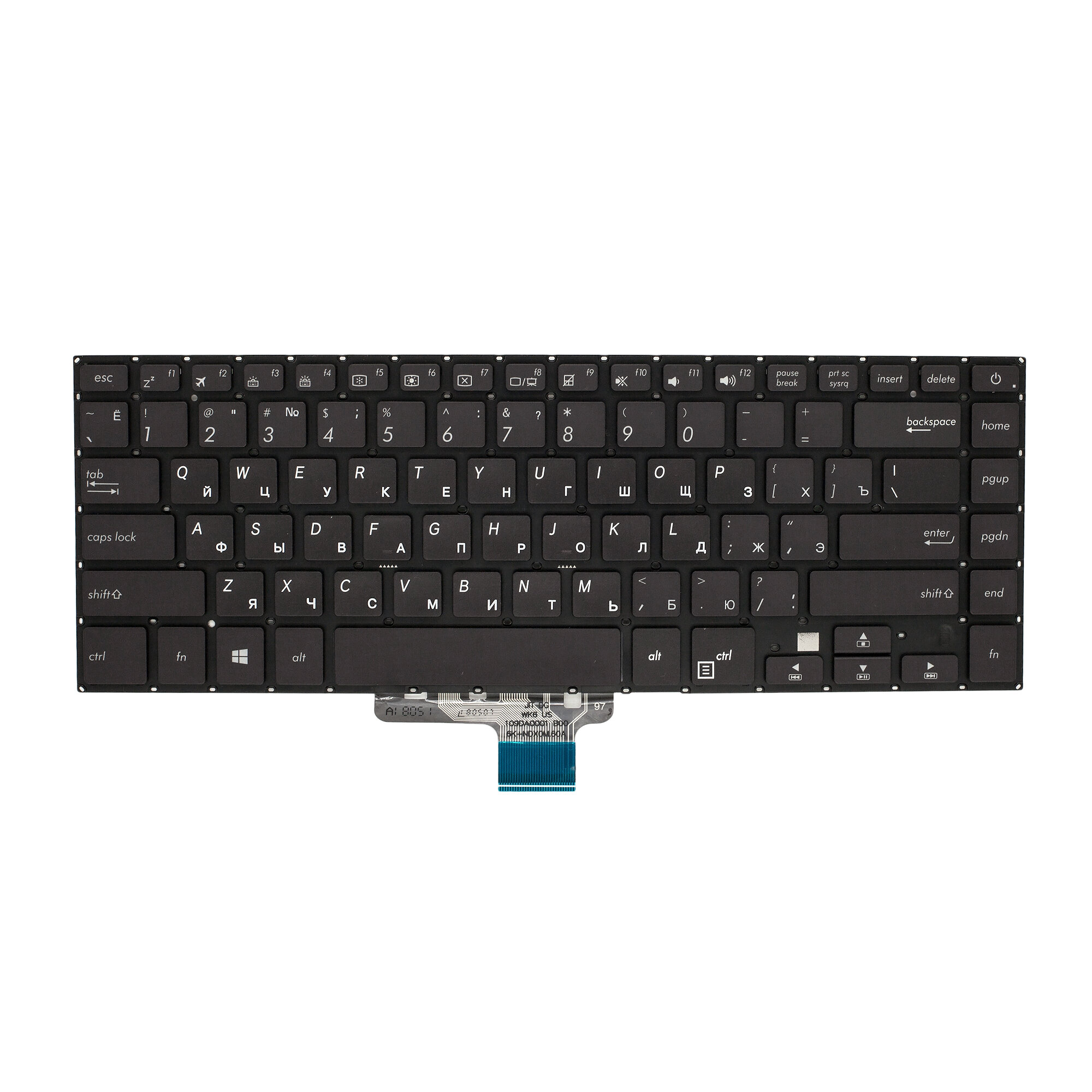 Клавиатура с подсветкой для ноутбука Asus VivoBook S510UN / VivoBook X510UQ / VivoBook S510UF / VivoBook S510UA / VivoBook X510UN / VivoBook S510UQ / VivoBook X510UF / VivoBook F510UA / VivoBook F510UN X510UA / VivoBook X510UR / VivoBook S510UR - черная