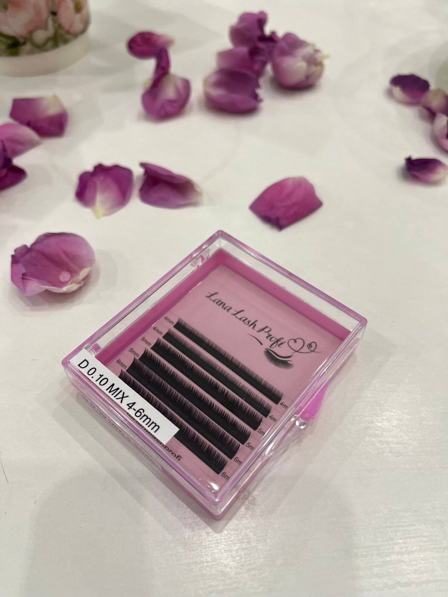 Ресницы для наращивания LanaLashProf 4/5/6мм, толщина 0,10мм, изгиб D цвет черный