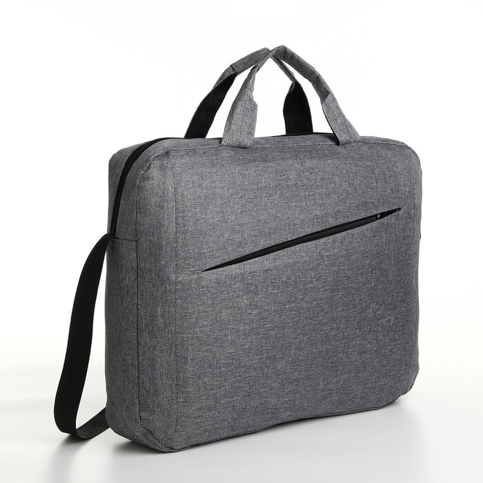 Сумка для ноутбука на молнии, наружный карман, держатель для чемодана, длинный ремень, 40.5×7.5×30.5 см, серая