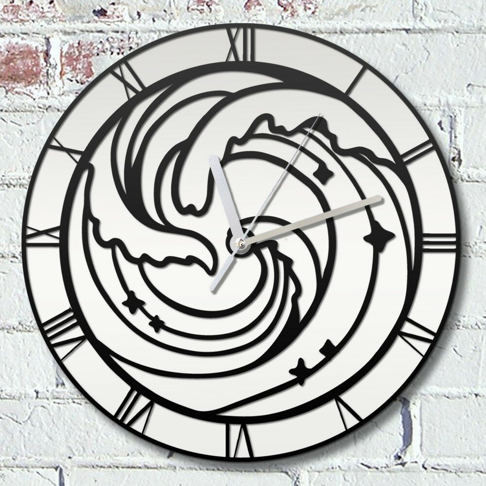 Настенные деревянные бесшумные часы пейзаж минимализм (море, волны, природа, эстетика) - 5063