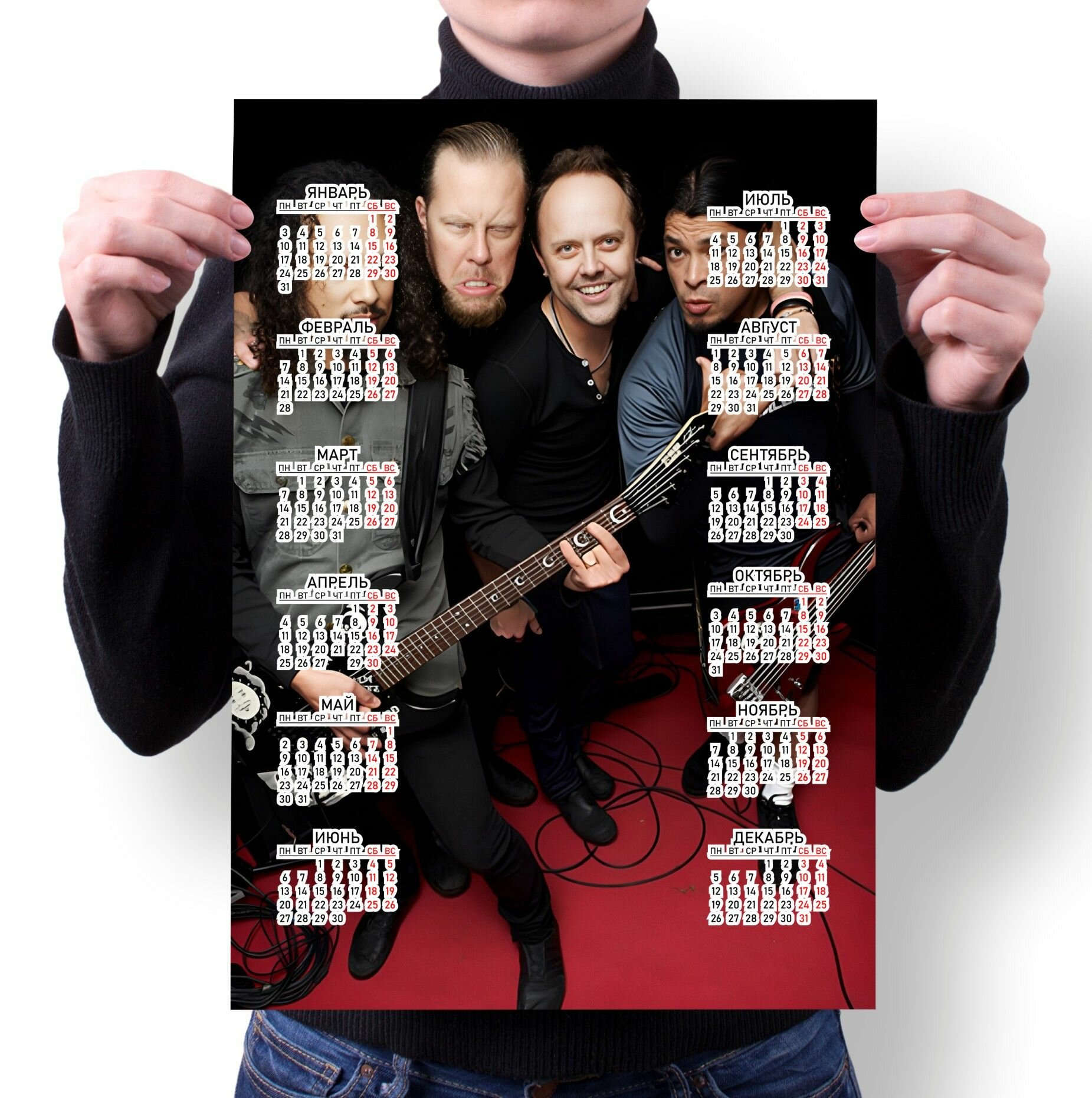 Календарь формата А4 с принтом "Metallica", Металлика
