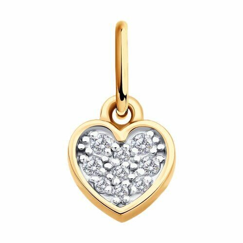 Подвеска, красное золото, 585 проба, фианит