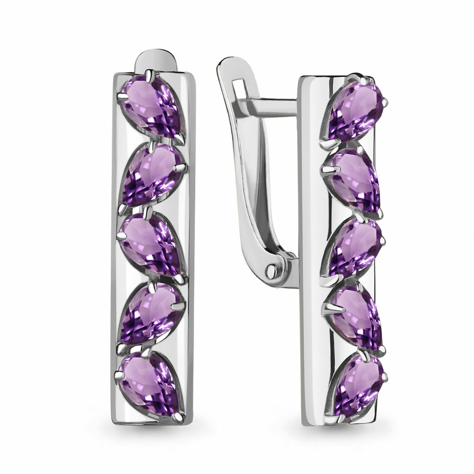 Серьги, серебро, 925 проба, родирование, аметист