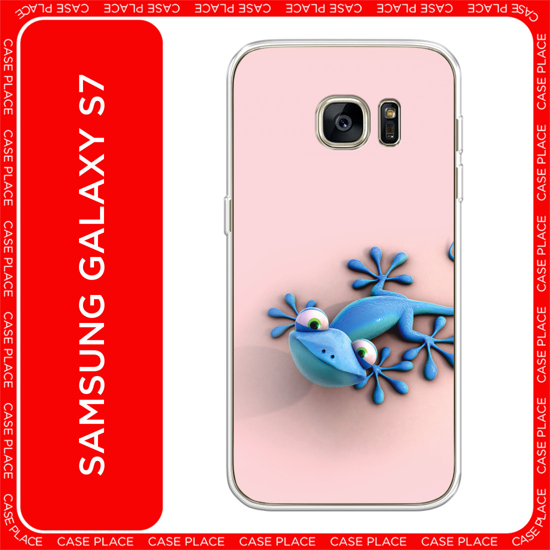Чехол на Samsung Galaxy S7 / Самсунг Галакси С 7 с принтом Голубая ящерка