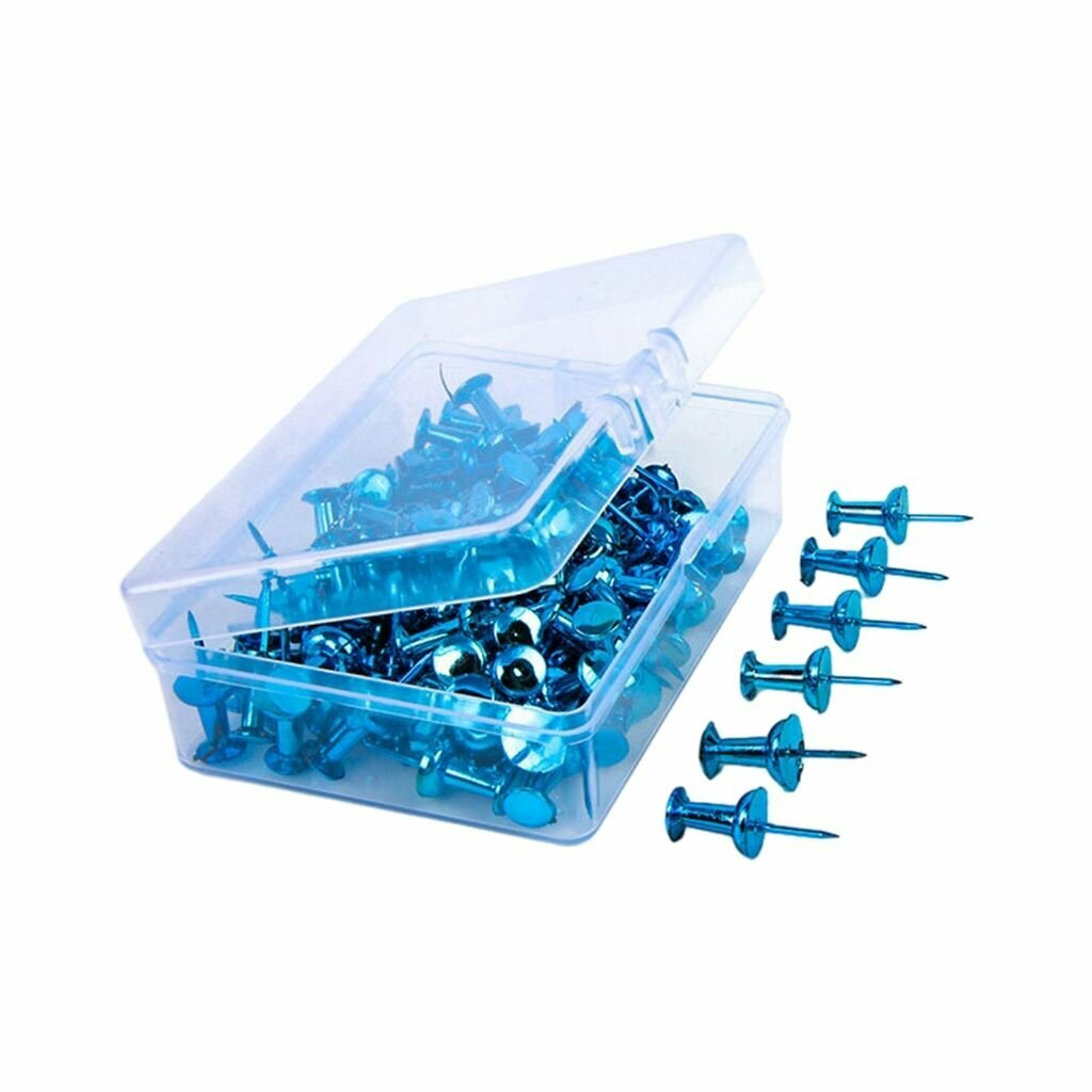 Металлические кнопки для пробковой доски, Синий - 100 штук в коробке