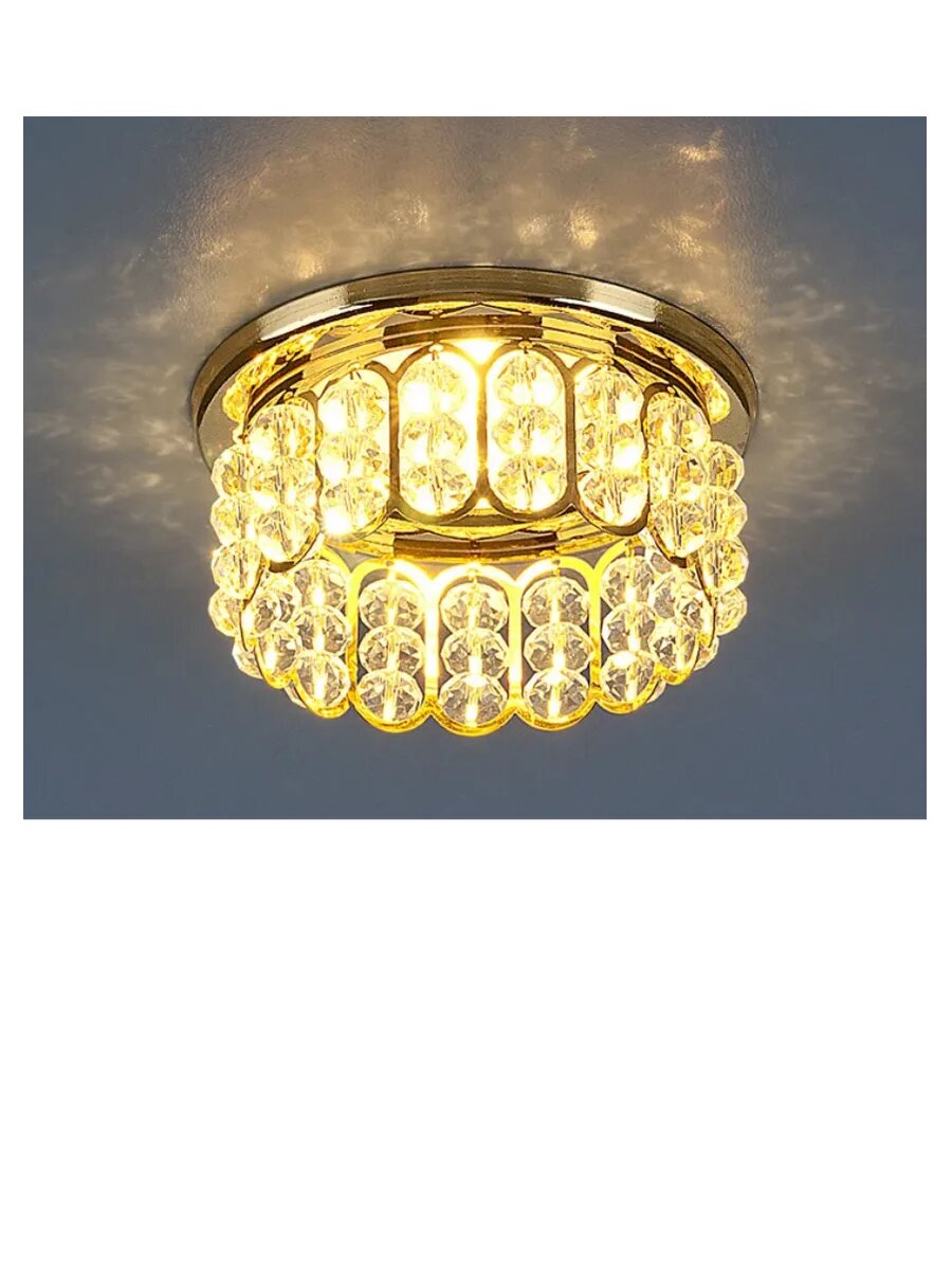 Встраиваемый светильник newrgy lighting 7241GD/WH, золотистый, прозрачный кристалл, цоколь G5.3, свет нейтральный белый, для гостиной