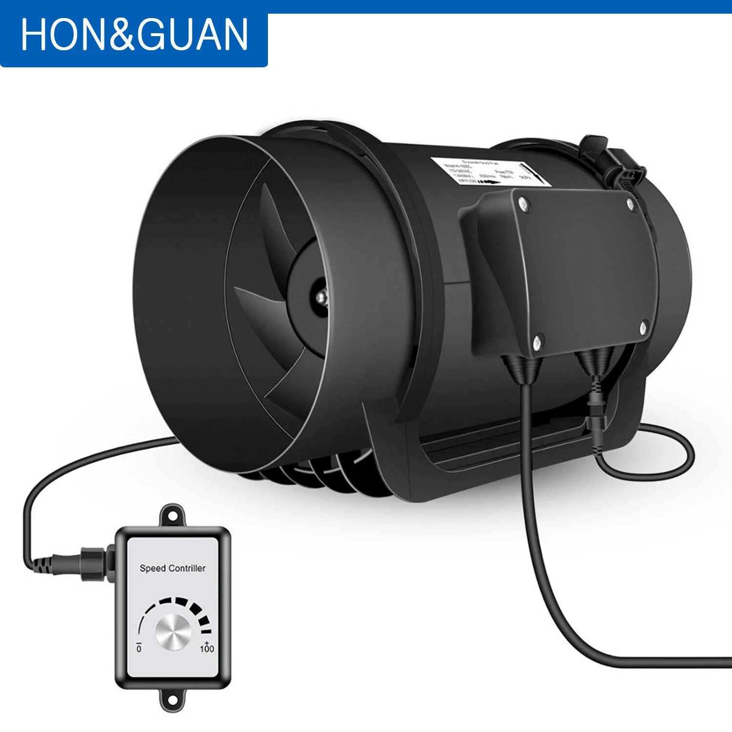 Встроенный вентилятор Hon&Guan диаметром 8 дюймов с контроллером скорости 0-10V PWM, вытяжной вентилятор для ванной комнаты, электромотор EC - без разъема - HI-160EC