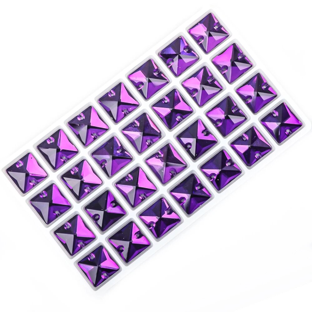 Стразы квадратные кристалл для декора Фиолетовый, 12mm 40pcs, Violet