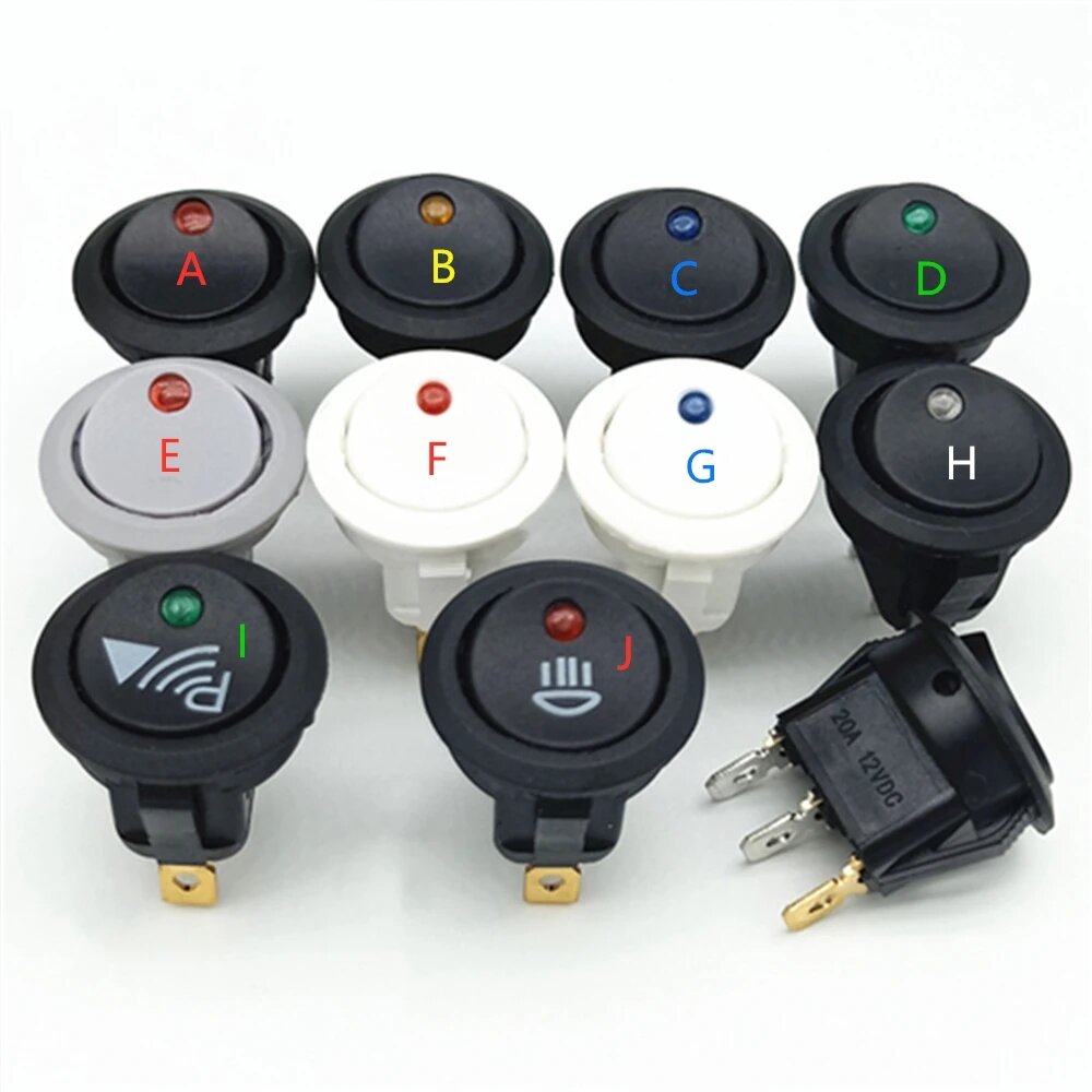 Круглый медный автомобильный переключатель "кошачий глаз", 12В/20А Mark as I