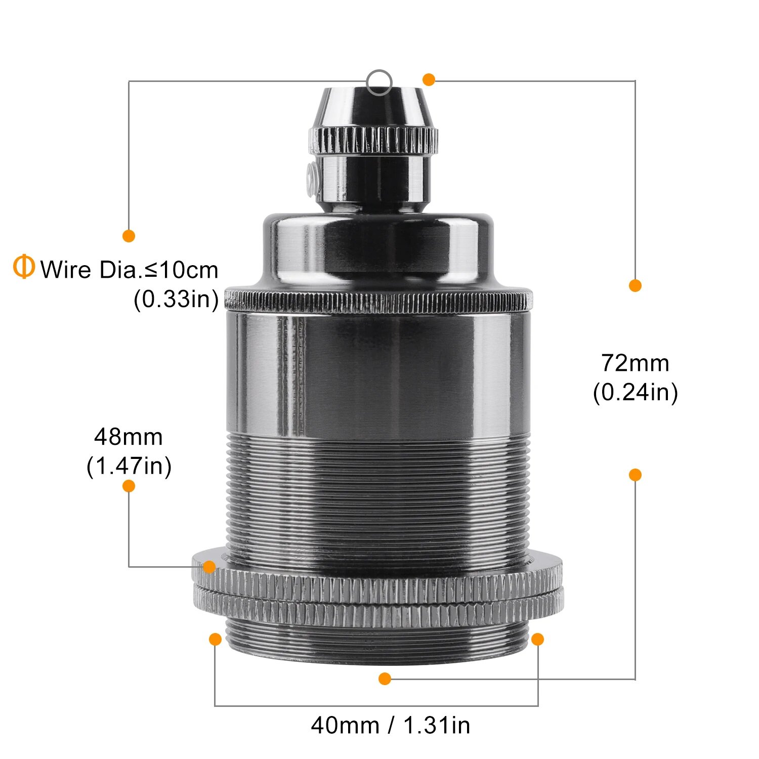 GANRILAND Винтажный керамический патрон E26 E27 black