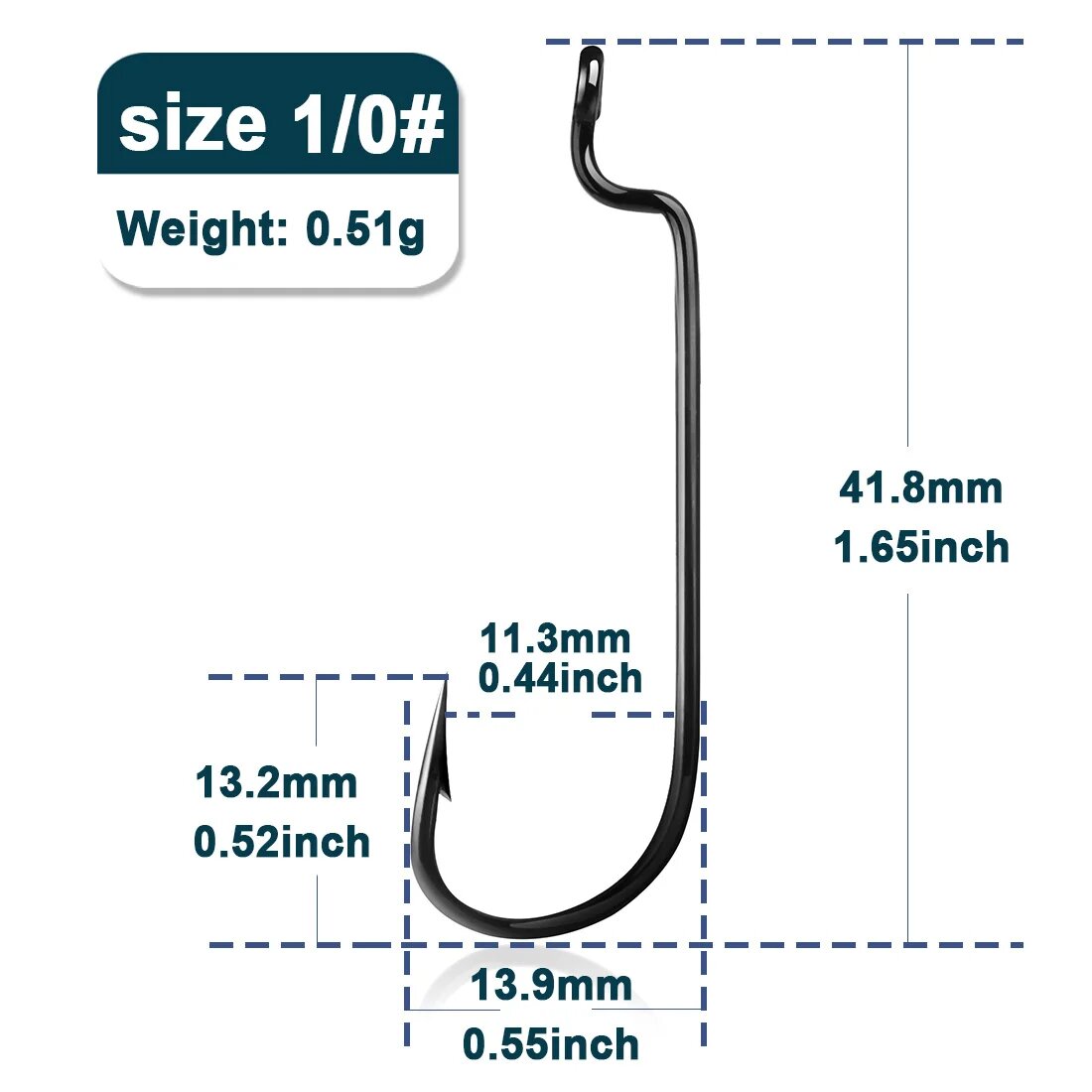Рыболовные крючки Size 1-0, 50 шт, Gap-11.3mm